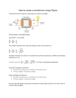 How to create a transformer using lt spice | PDF