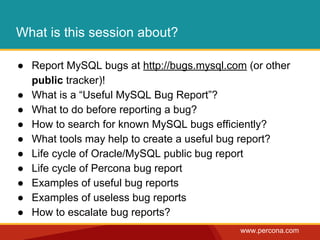 How to create a useful MySQL bug report | PDF