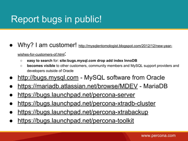 How to create a useful MySQL bug report | PPT