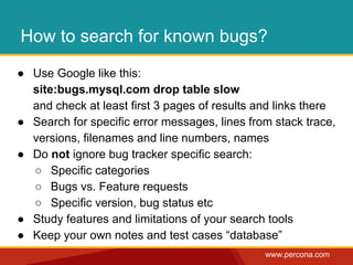 How to create a useful MySQL bug report | PDF