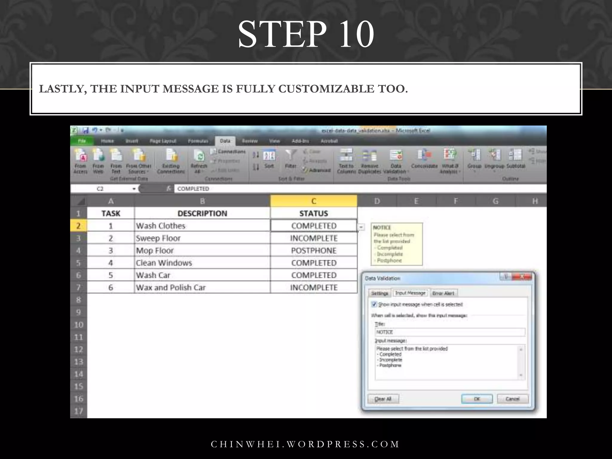 How to create a validation list in excel | PPSX