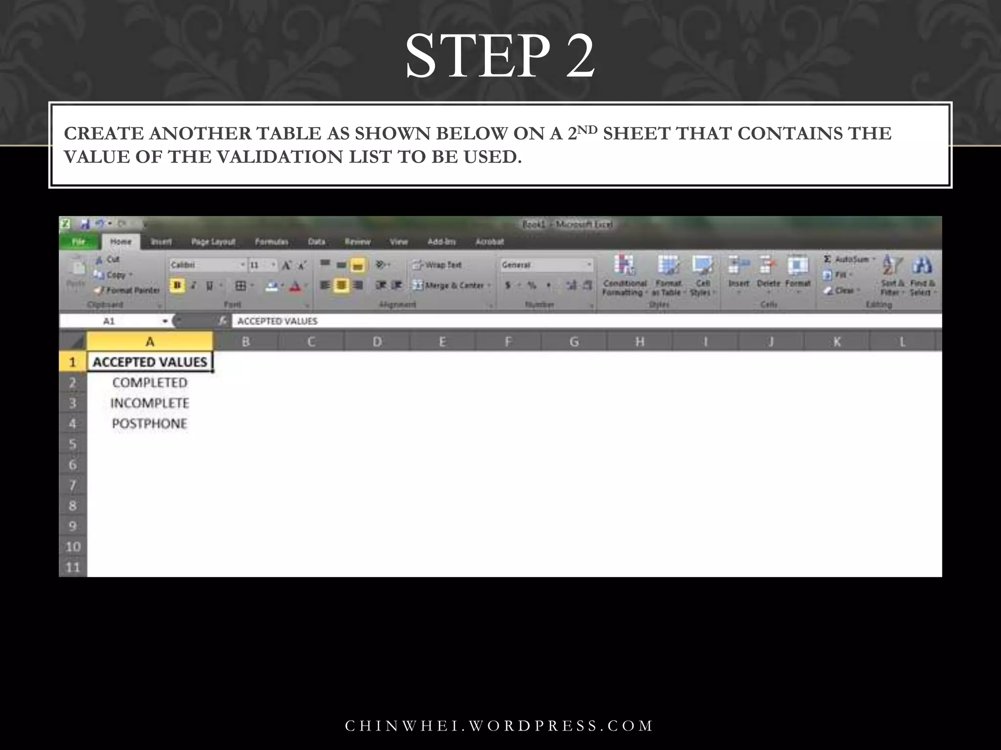 How to create a validation list in excel | PPSX