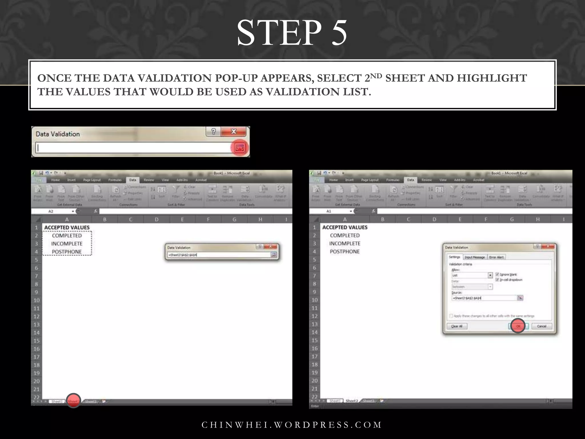 How to create a validation list in excel | PPSX