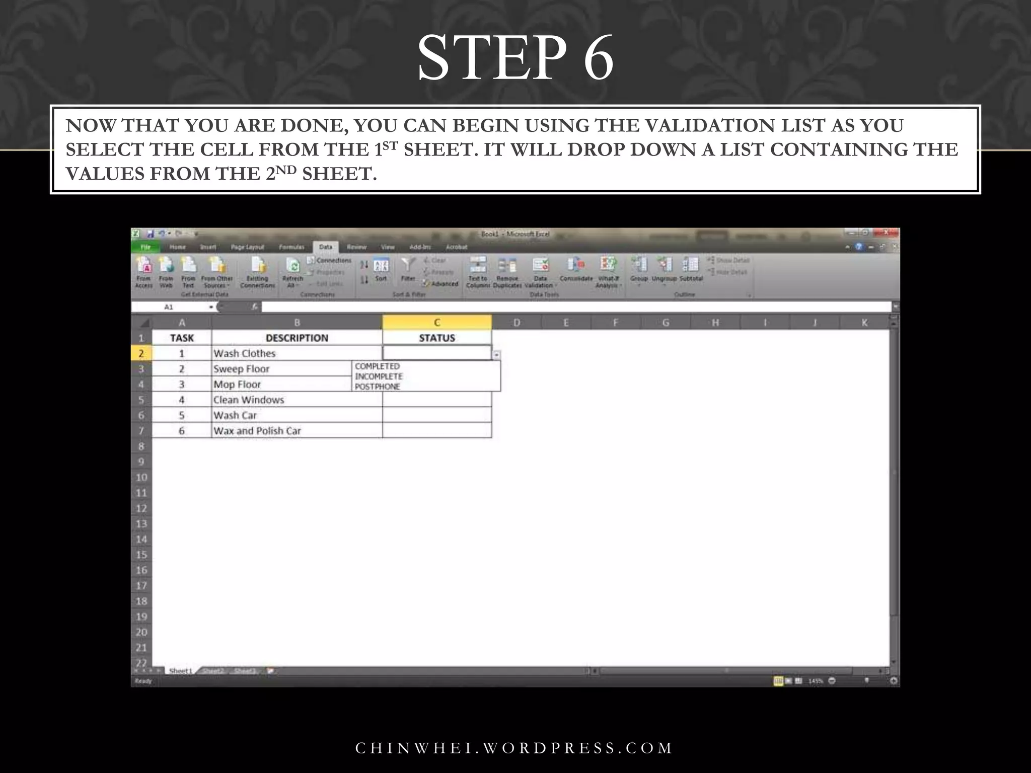 How to create a validation list in excel | PPSX
