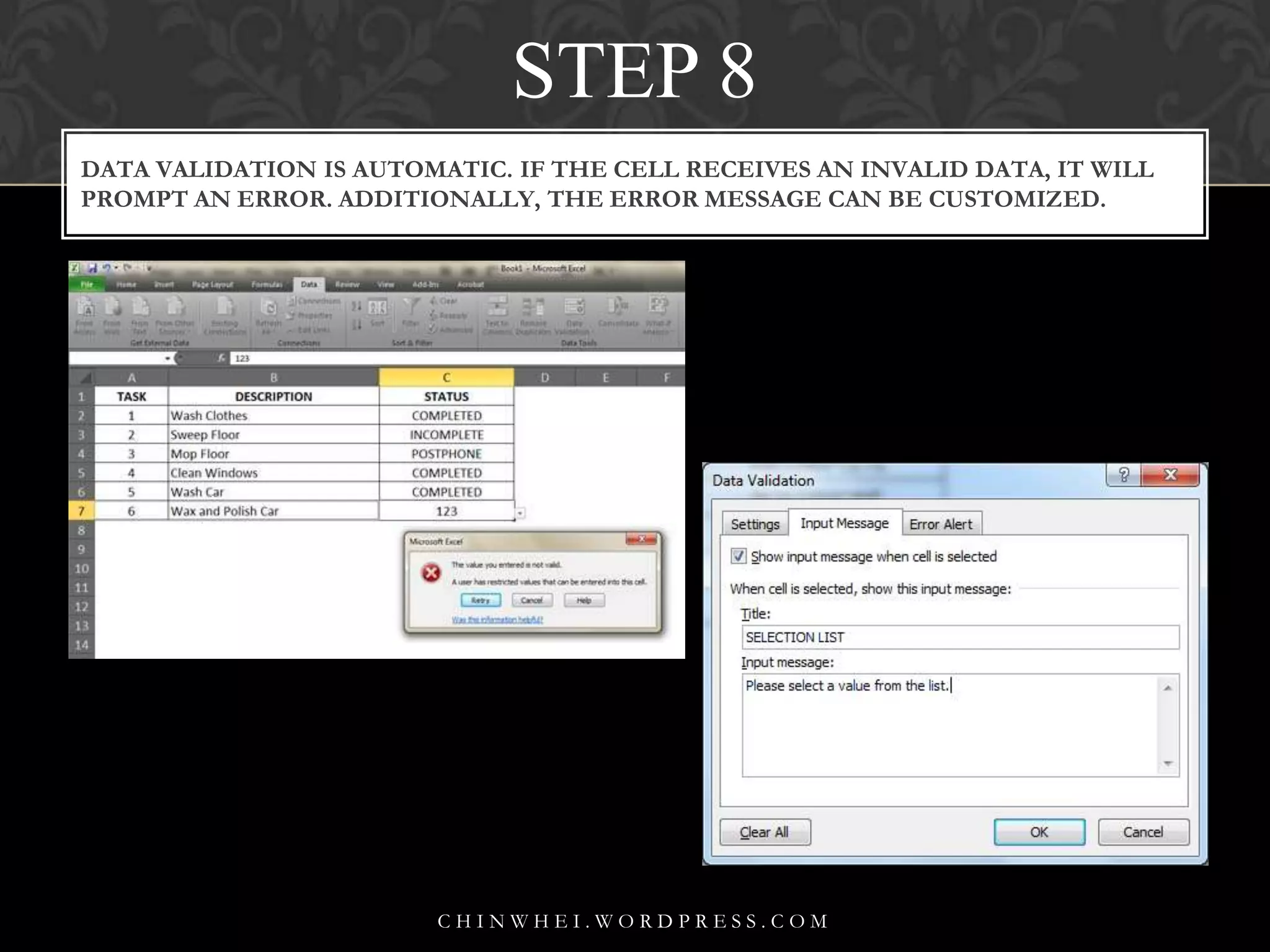 How to create a validation list in excel | PPSX