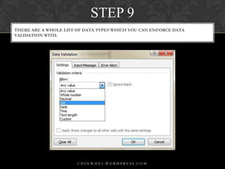 How to create a validation list in excel | PPSX