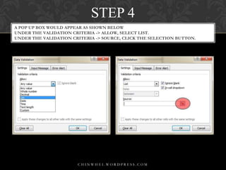 How to create a validation list in excel | PPSX