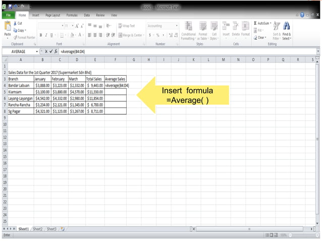 How to create average function in excel | PPT
