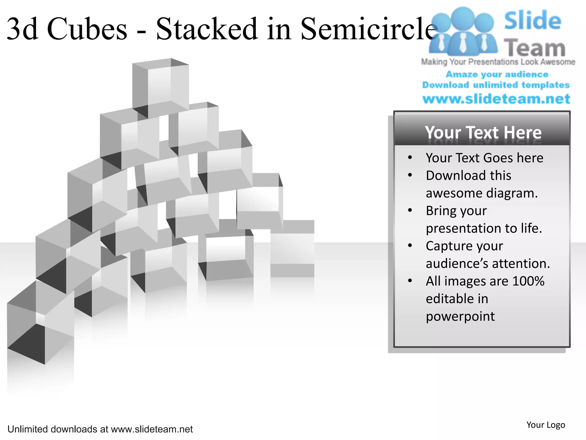 How to create built 3 d cubes stacked in semicircle powerpoint slides ...