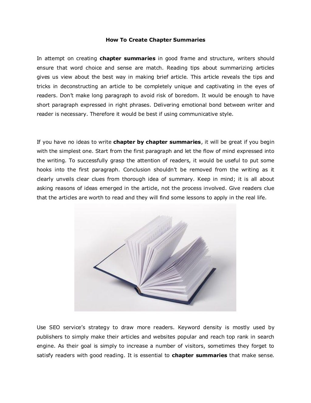 How to create chapter summaries