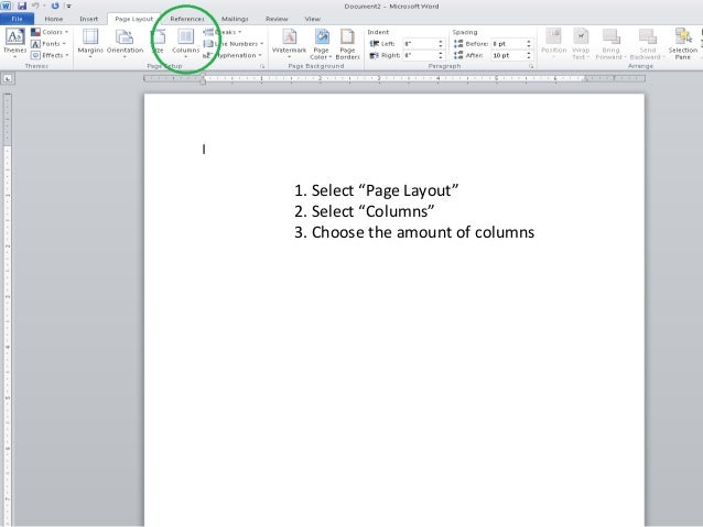 How to create columns in word