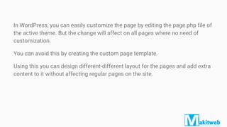 How to create Custom Page Template in WordPress | PDF