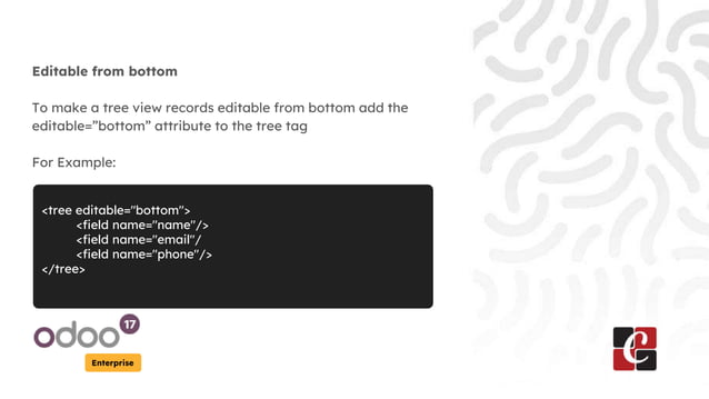 How To Create Editable Tree View in Odoo 17 | PPT
