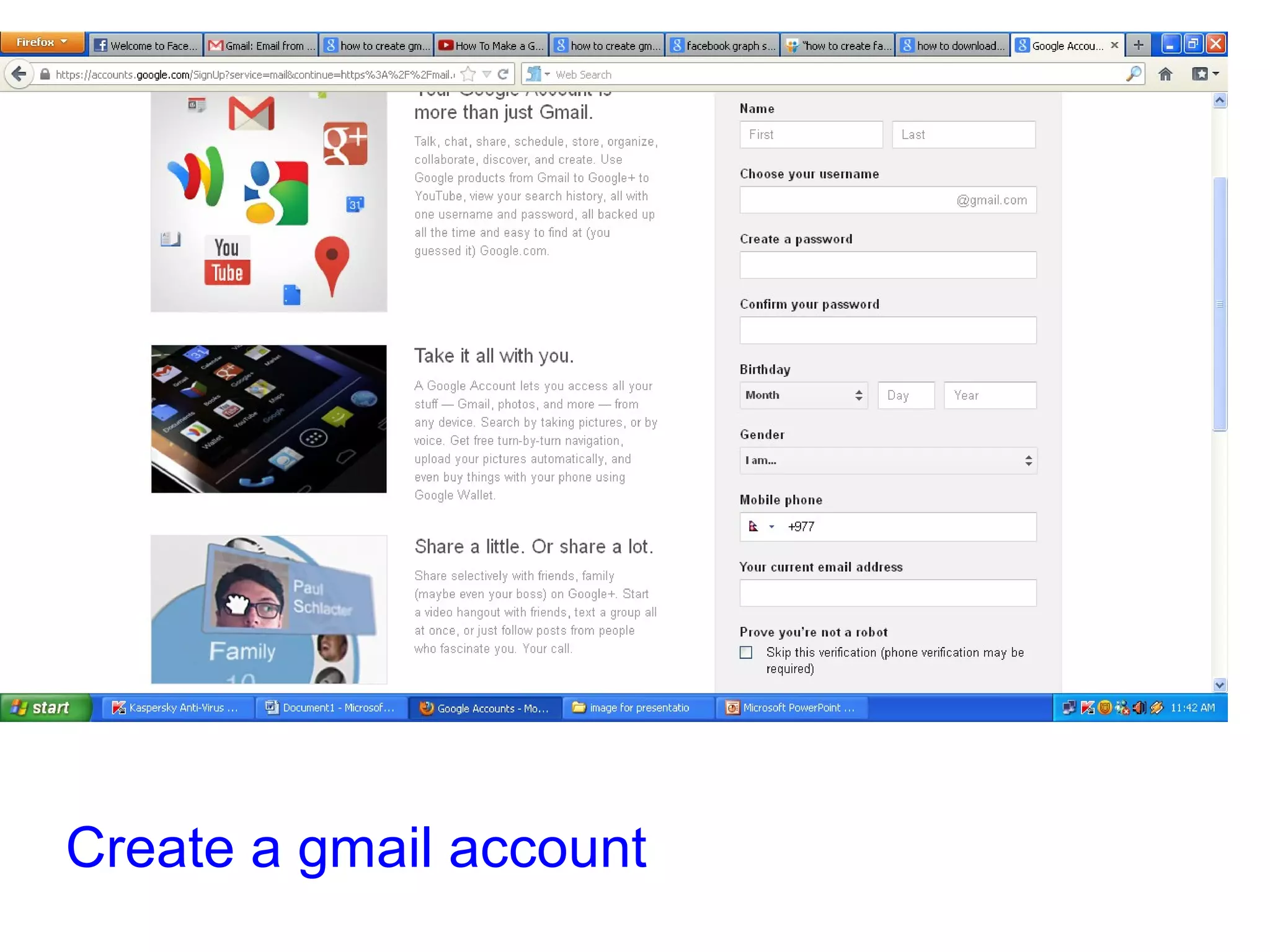 How to create gmail account | PPT