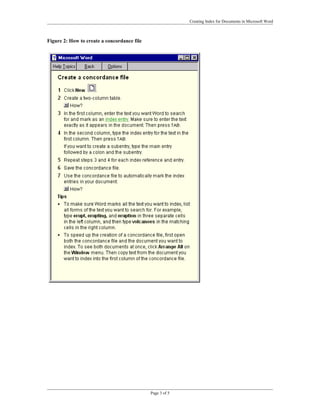 Howto Create Index in a Word Doc | DOC | Desktop Publishing | Computer ...