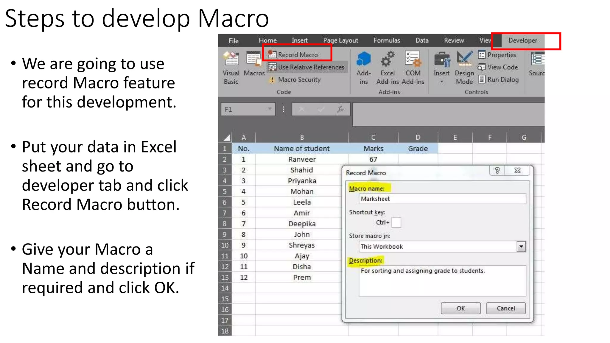 How to create macro with example | PPT