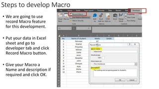 How to create macro with example | PPT