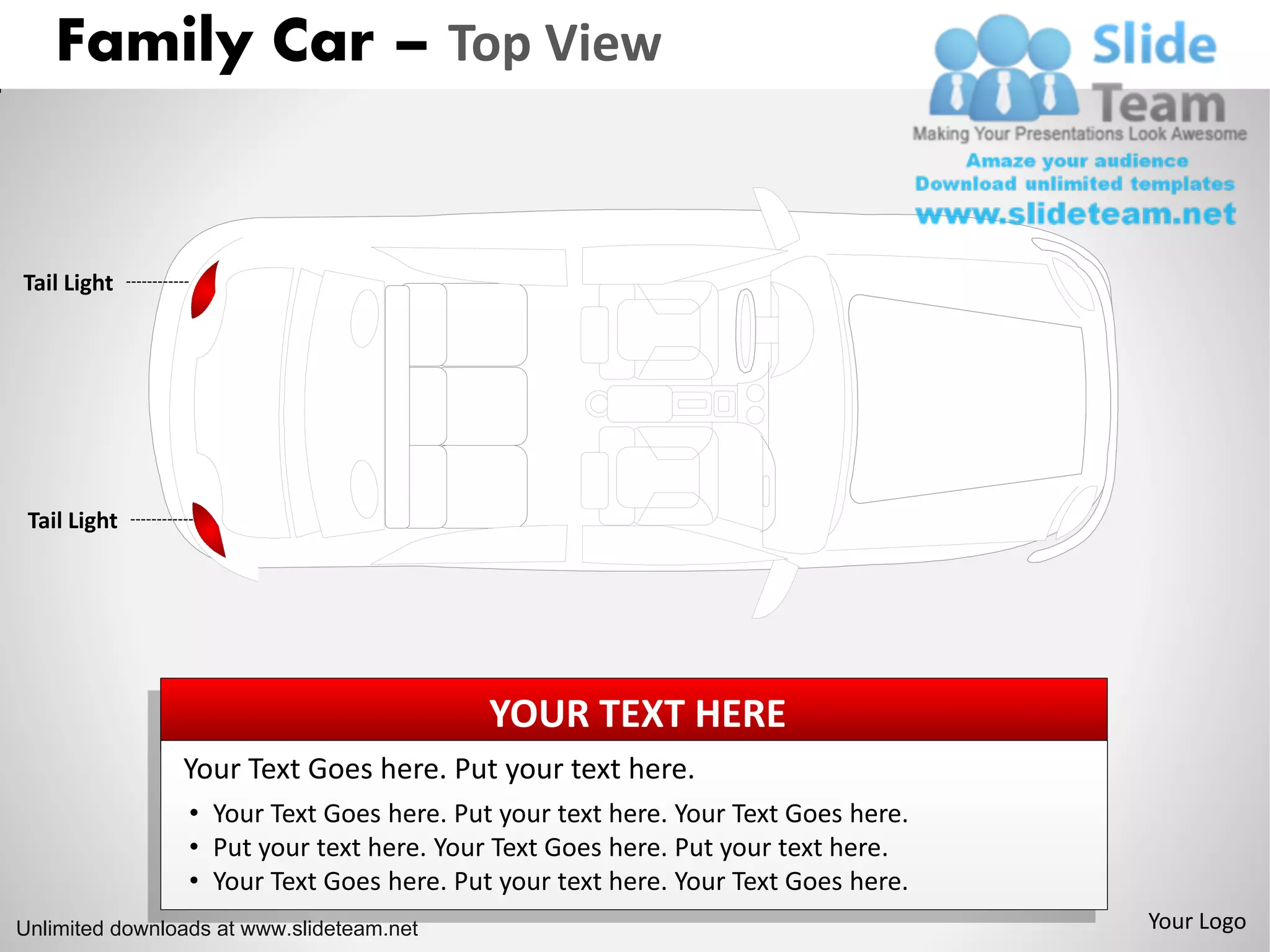 How to create make danger blue family car top view power point slides ...
