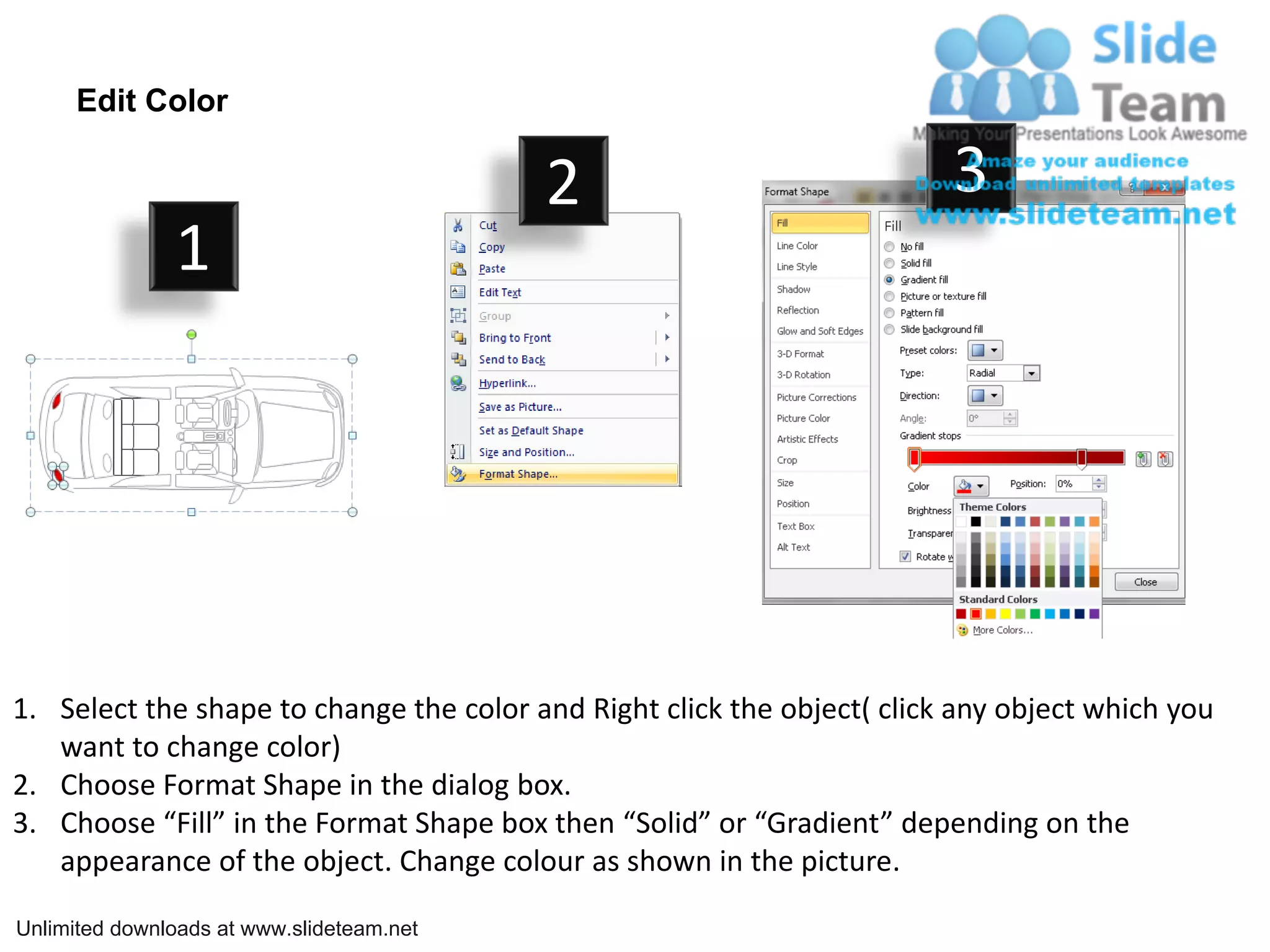 How to create make danger blue family car top view power point slides ...