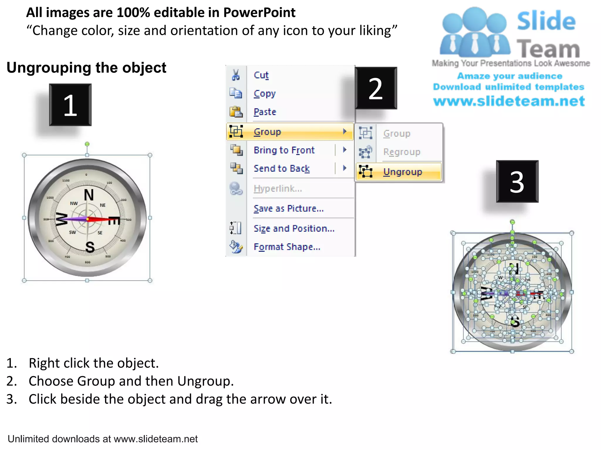 How to create make direction compass 2 power point slides and ppt ...