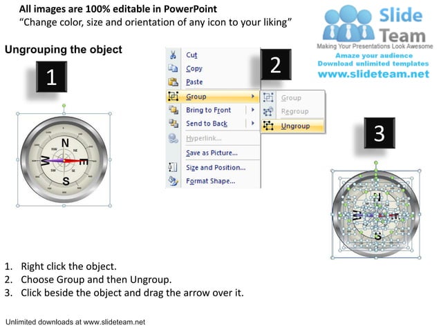 How to create make direction compass 2 power point slides and ppt ...