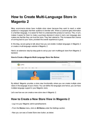 How to create multi language store in magento 2 | PDF