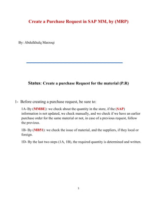 How to use (MRP) in SAP mm | PDF