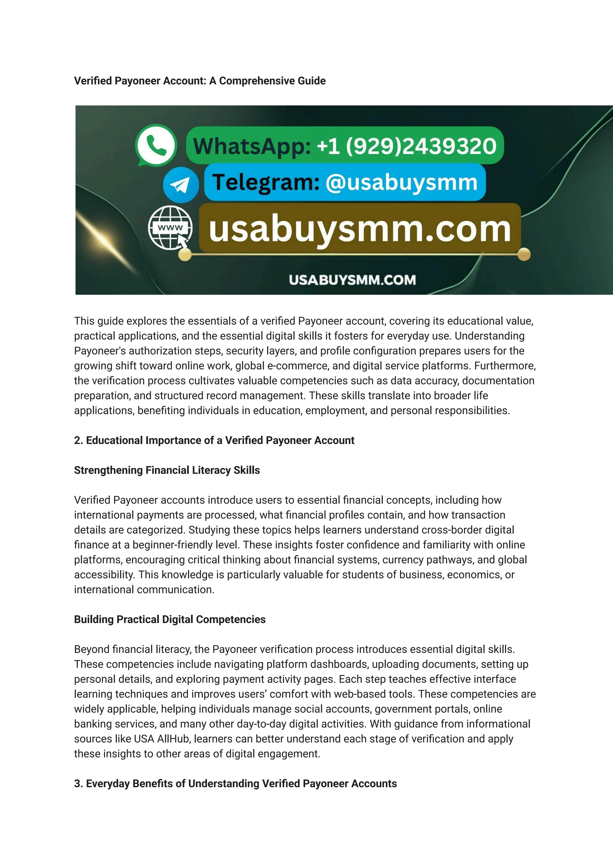 How To Bying Payoneer Account in USA 2026++ | PDF