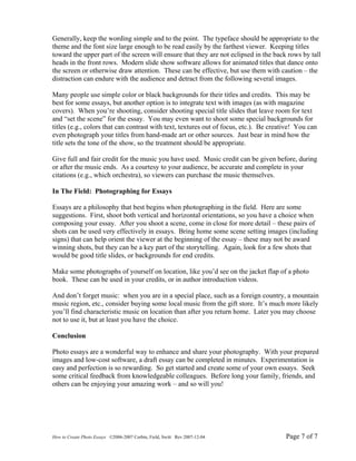 How tocreatephotoessays | PDF