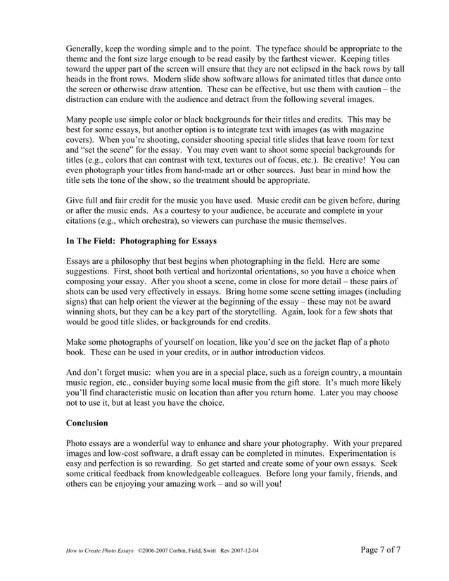 How tocreatephotoessays | PDF