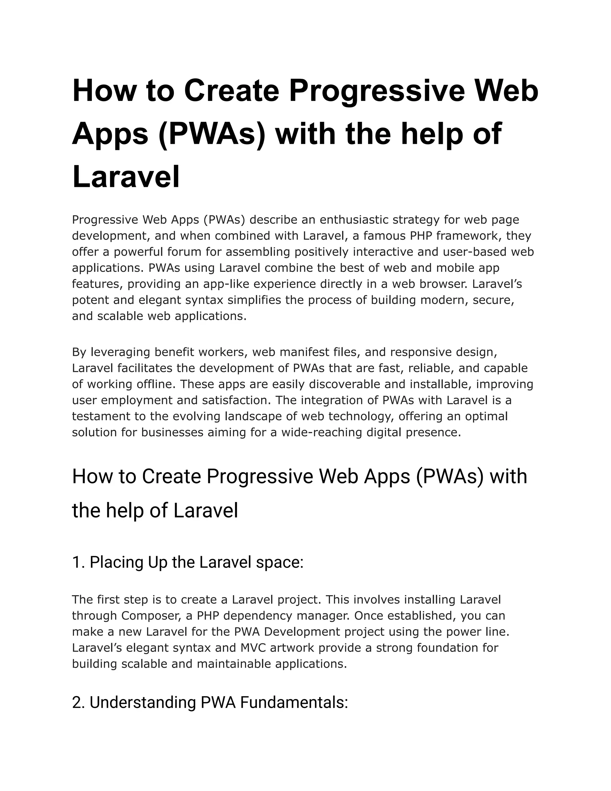 How to Create Progressive Web Apps (PWAs) with the help of Laravel.pdf | Web Development | Internet