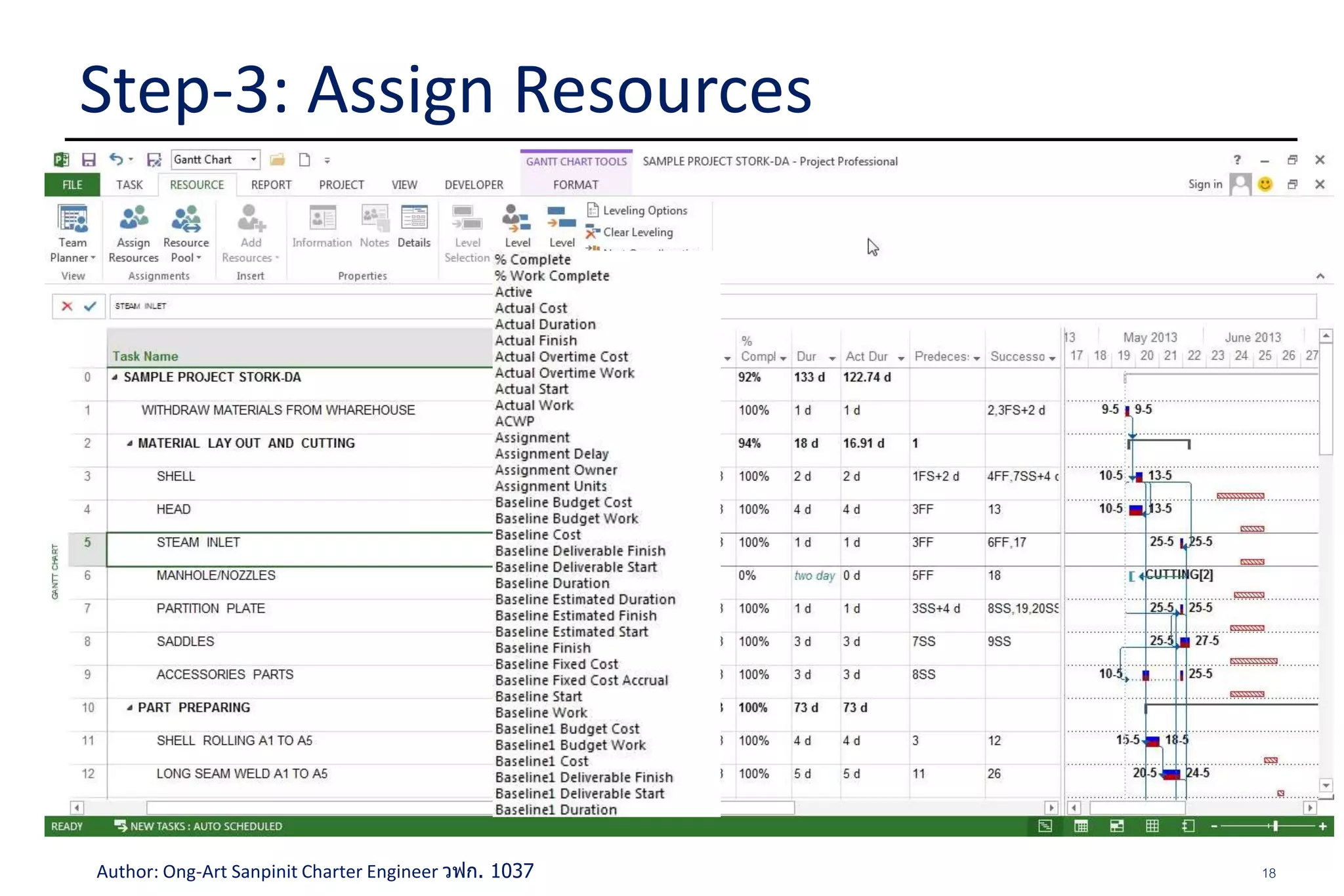 How to Create S Curve by MS Project 2013 | PPSX
