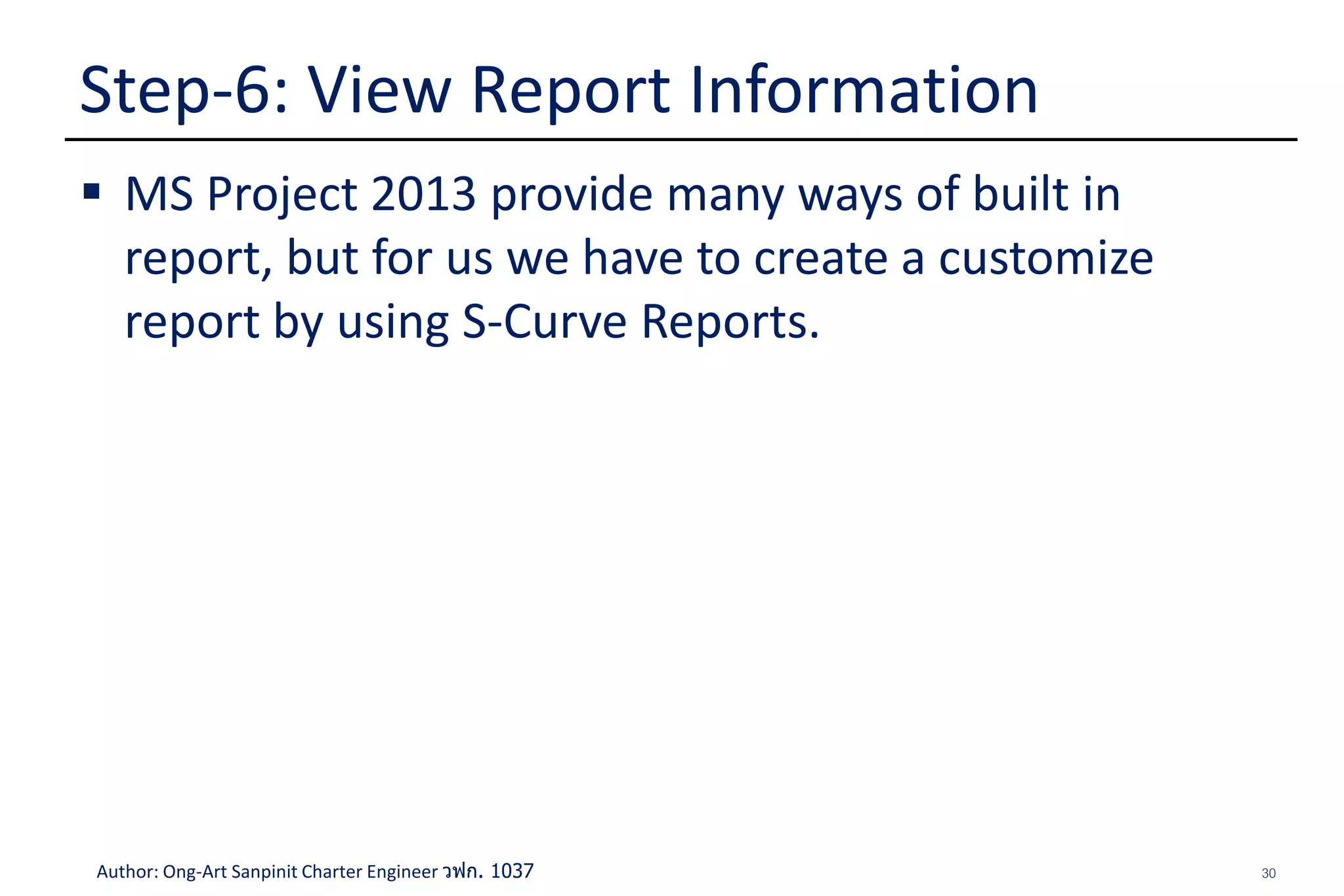How to Create S Curve by MS Project 2013 | PPSX