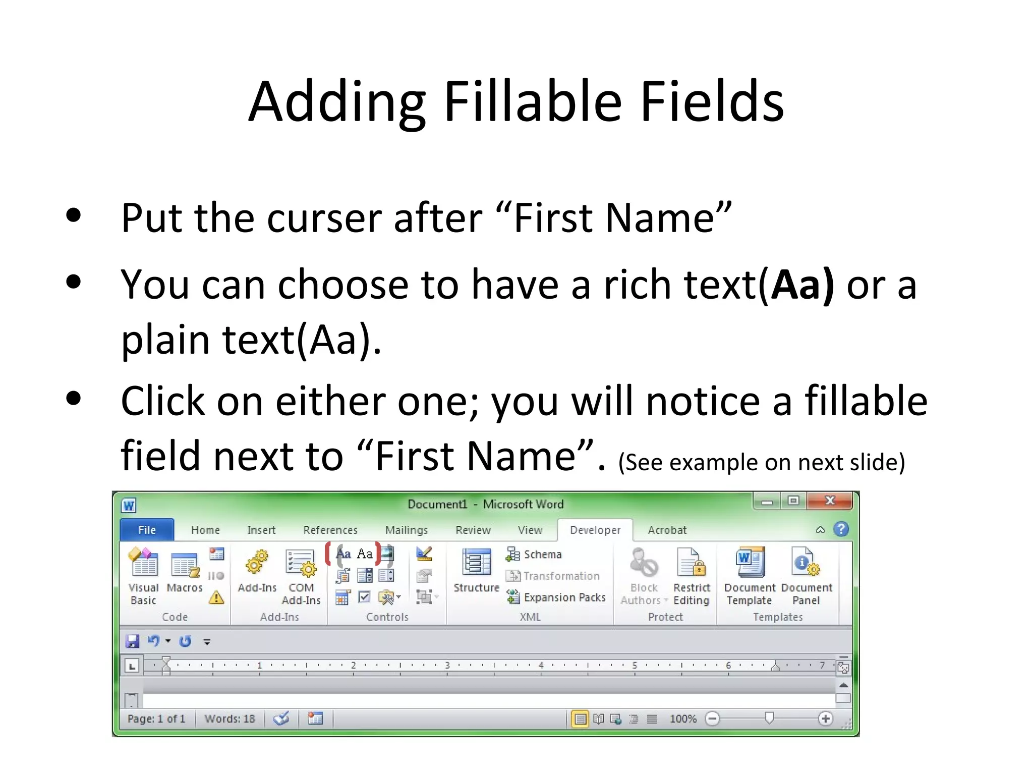 How To Create Simple Fillable Forms Using Word Ppt