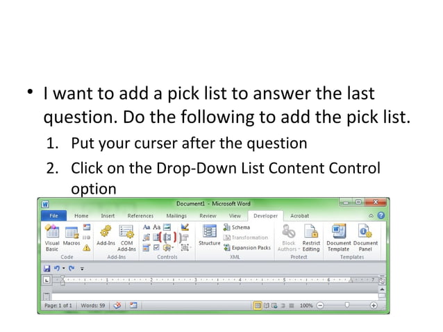 How To Create Simple Fillable Forms Using Word Ppt