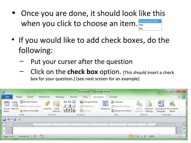 How to create simple fillable forms using word | PPT