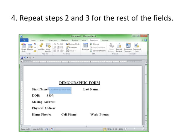How to create simple fillable forms using word
