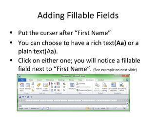 How to create simple fillable forms using word | PPT