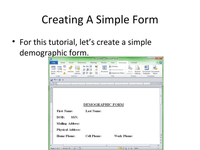 How to create simple fillable forms using word | PPT