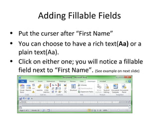 How to create simple fillable forms using word | PPT