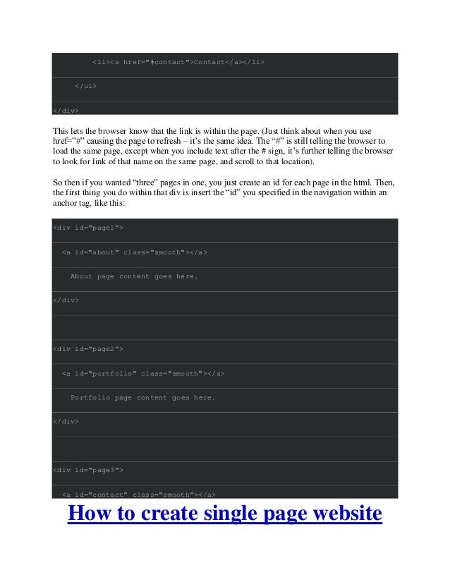 How To Create Single Page Website