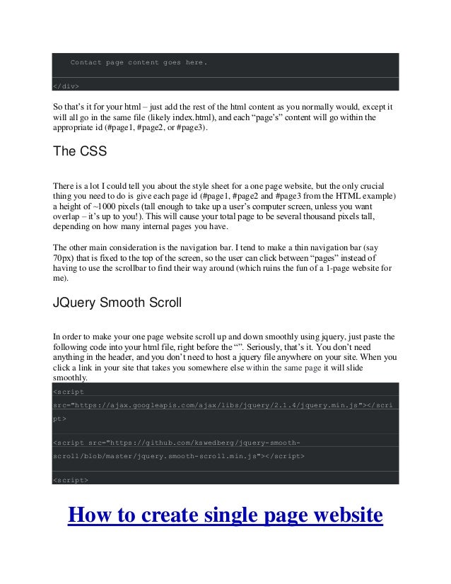 How To Create Single Page Website