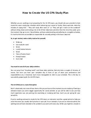 How to create the us cpa study plan