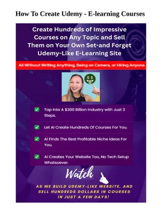 How To Create Udemy - E-learning Courses | PDF