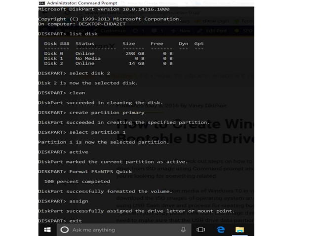 How to create windows 10 bootable usb drive from iso using Command Prompt | PPT