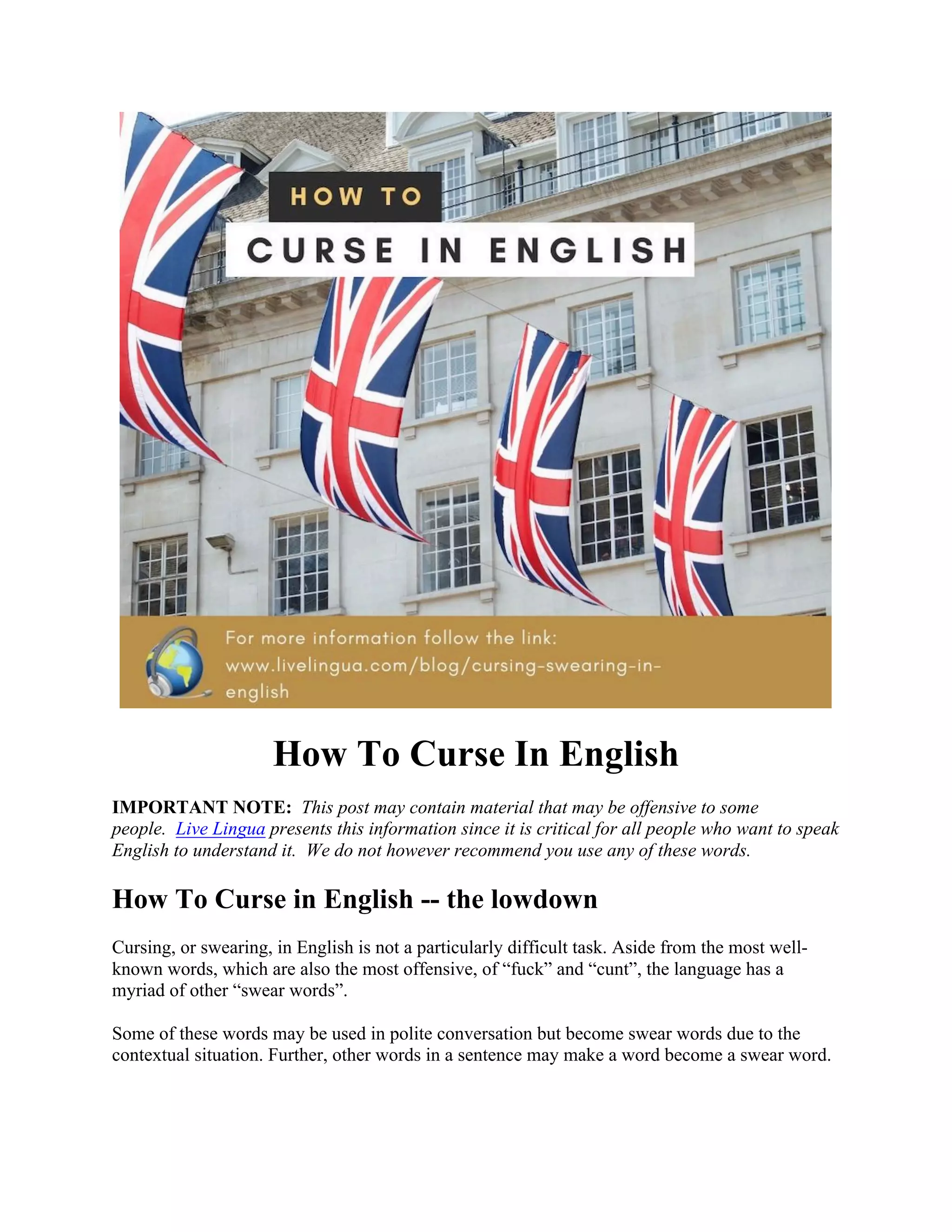 How To Curse In English | PDF