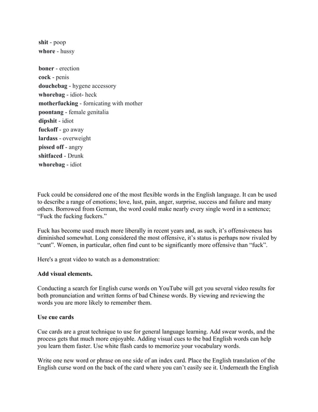 How To Curse In English | PDF