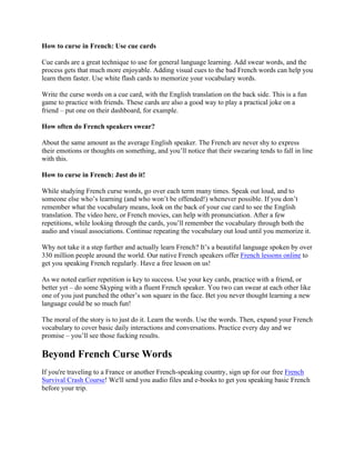 How To Curse In French | PDF