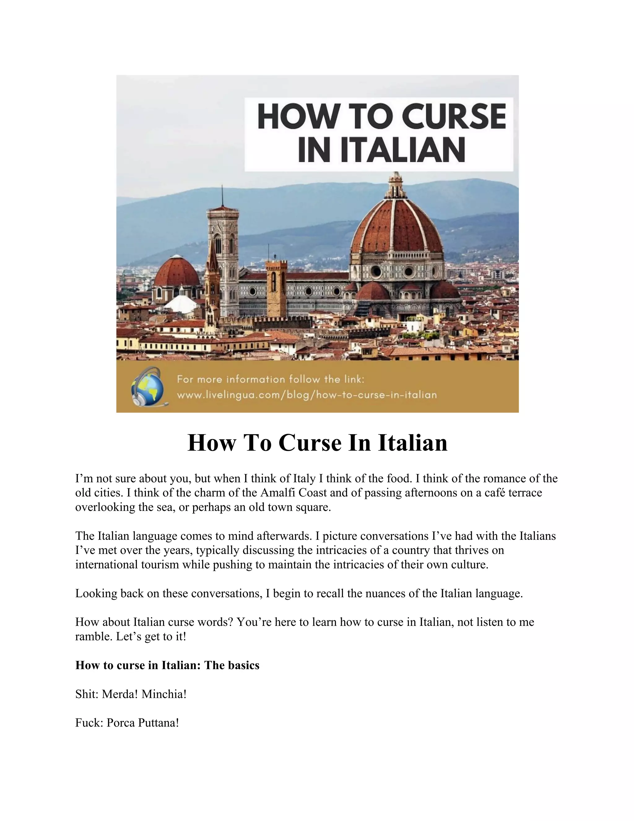 How To Curse in Italian | PDF