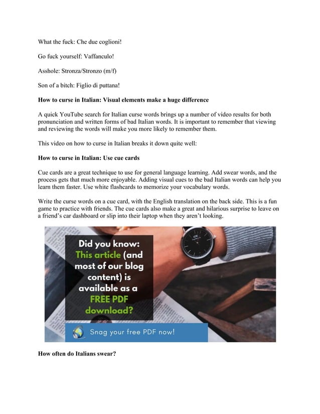 How To Curse in Italian | PDF